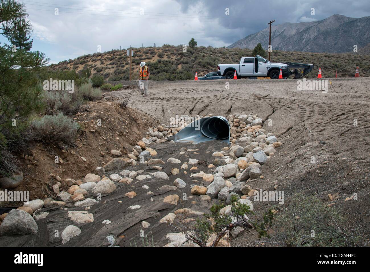 This section of highway along Sherwin Grade in Mono County, CA, USA is ...