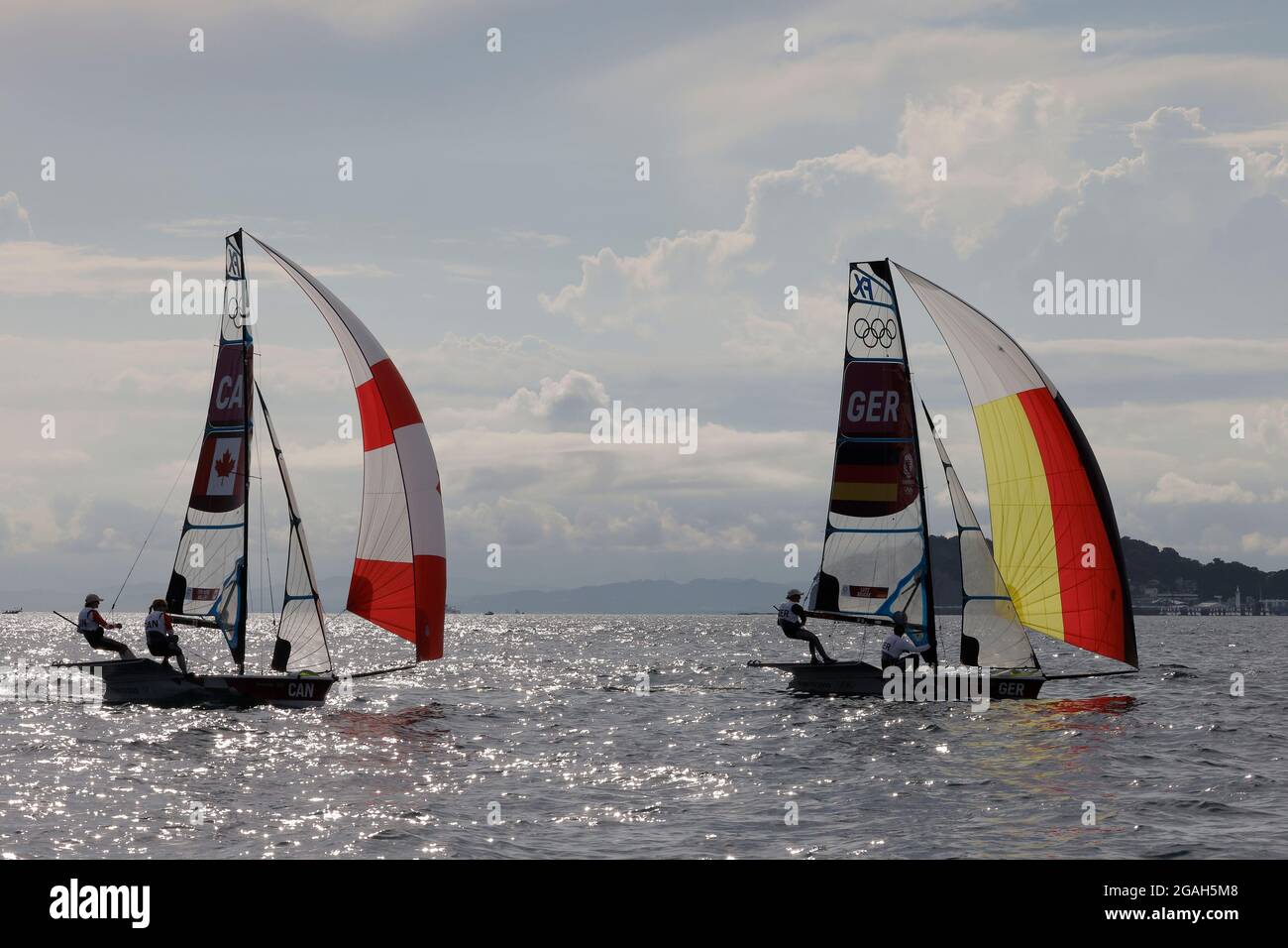 Kanagawa, Japan. 30th July, 2021. Women's Skiff - 49er FX (GER) (CAN ...