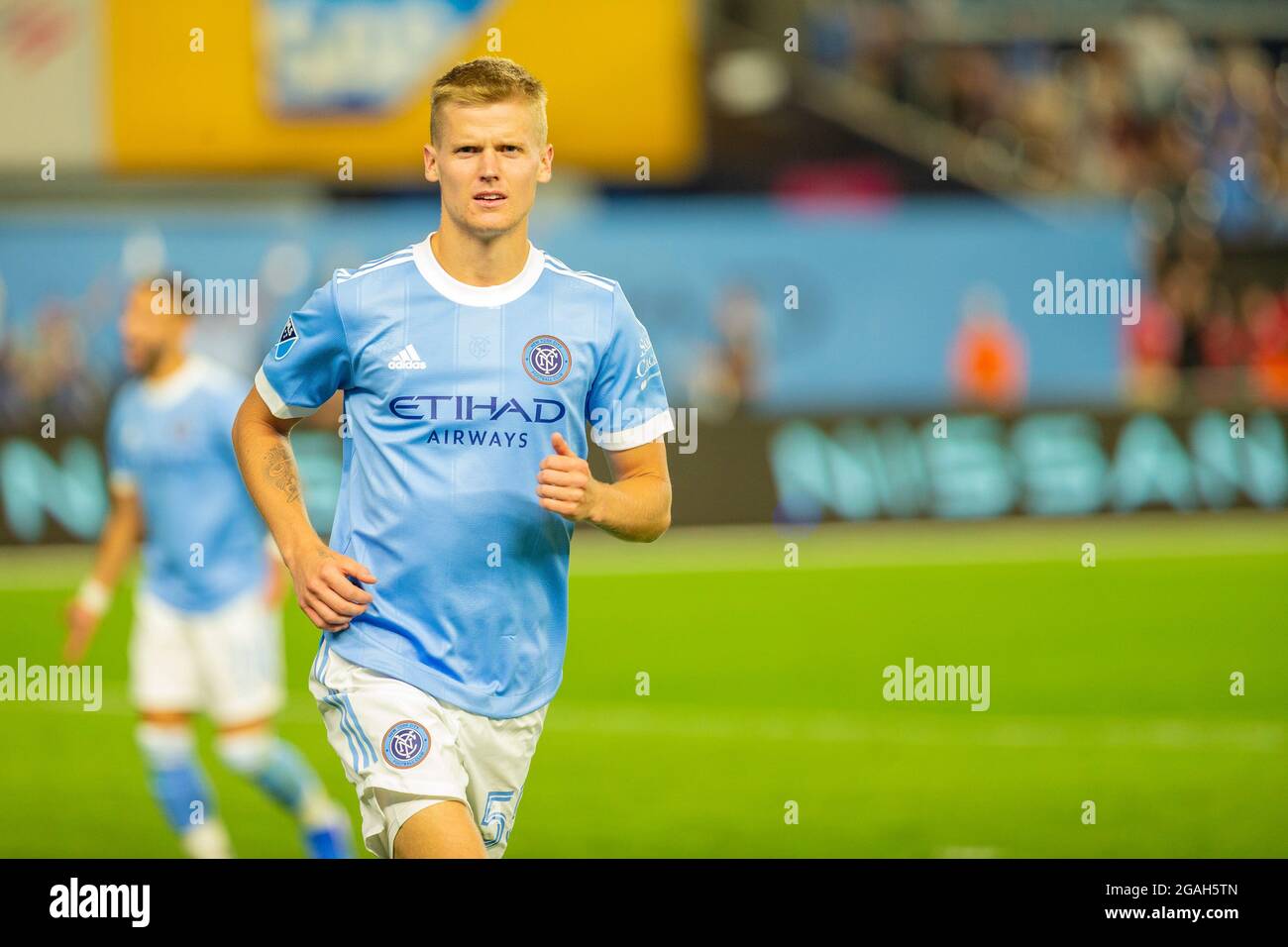 Keaton Parks (55) of NYCFC celebrates scoring goal during MLS regular ...