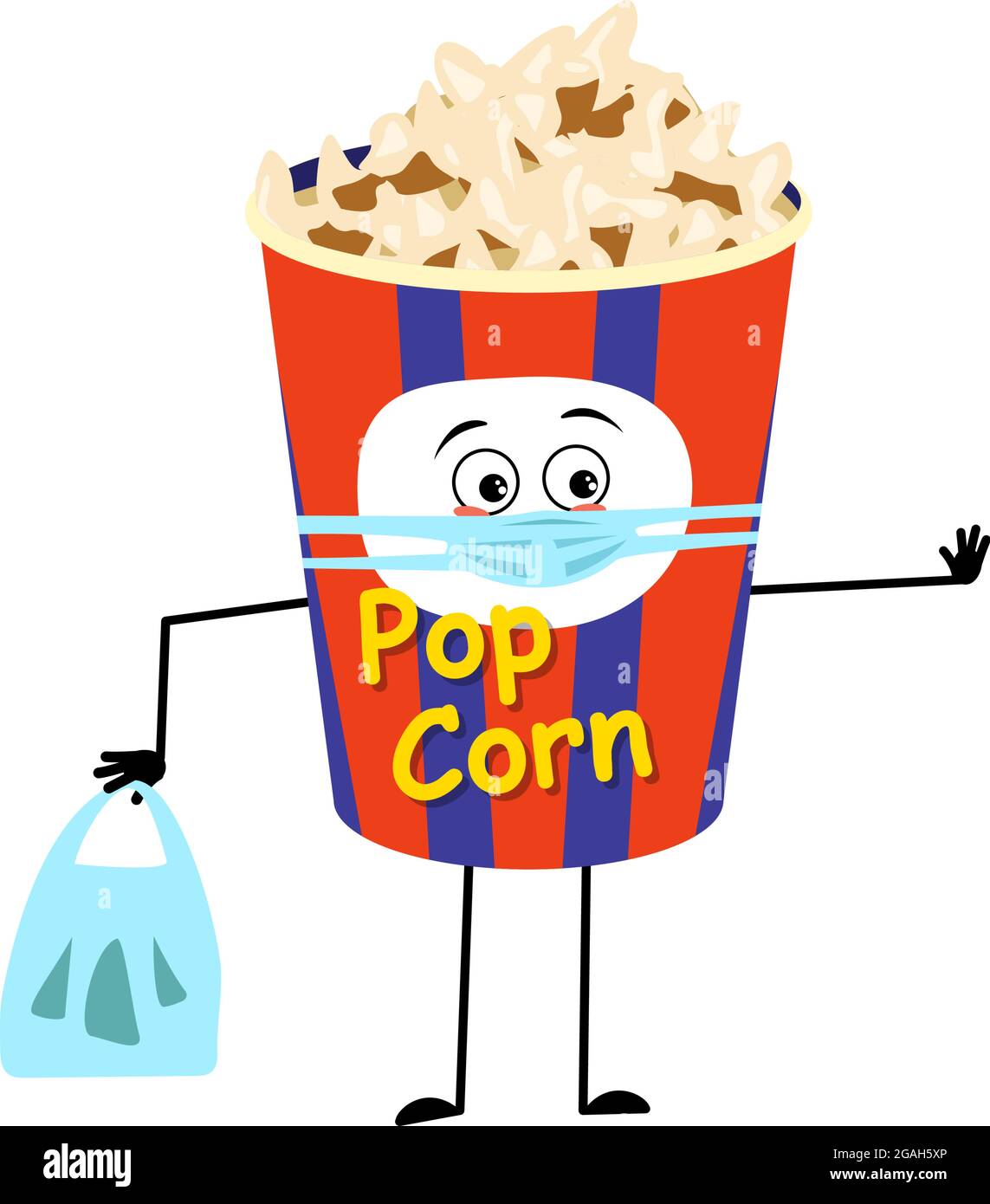 Cute popcorn character in a holiday box with sad emotions Stock Vector ...