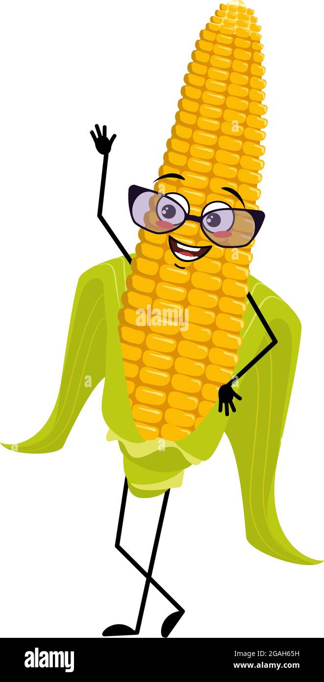 Cute corn cob character with joyful emotions Stock Vector Image & Art ...