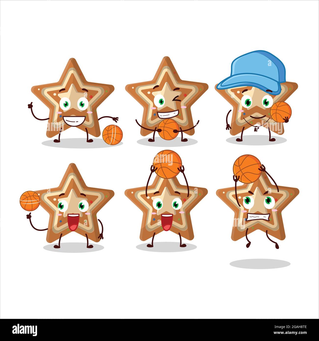 Talented gingerbread star cartoon character as a basketball athlete ...