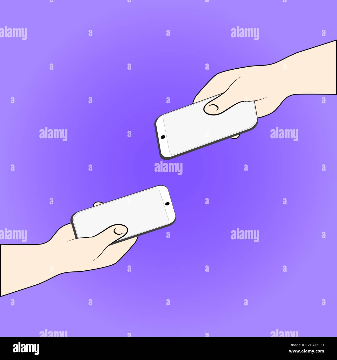 Flat Vector Hands With Phones Hands Holding Phones With Empty Screens
