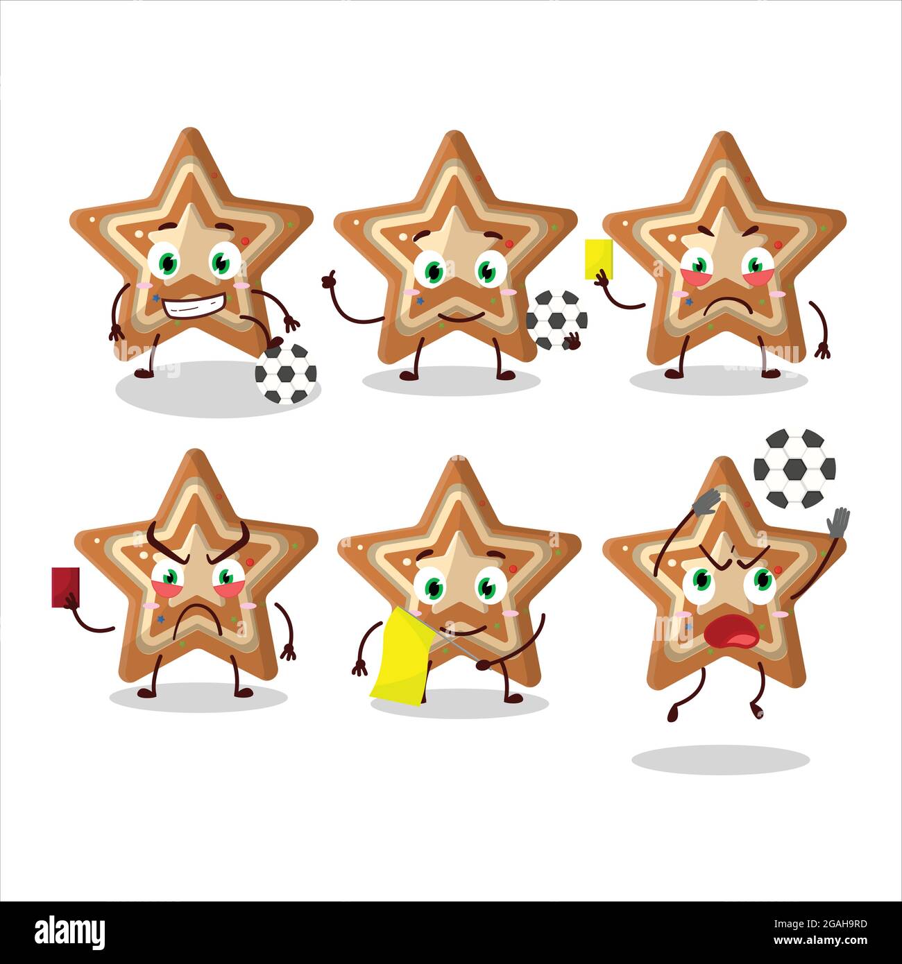 Gingerbread star cartoon character working as a Football referee ...