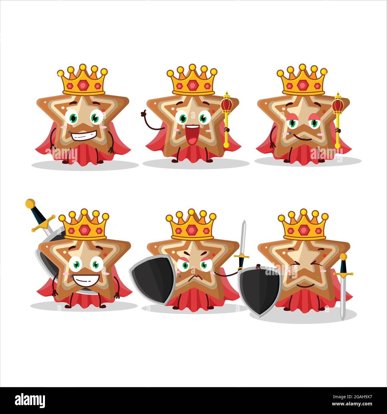 A Charismatic King gingerbread star cartoon character wearing a gold ...