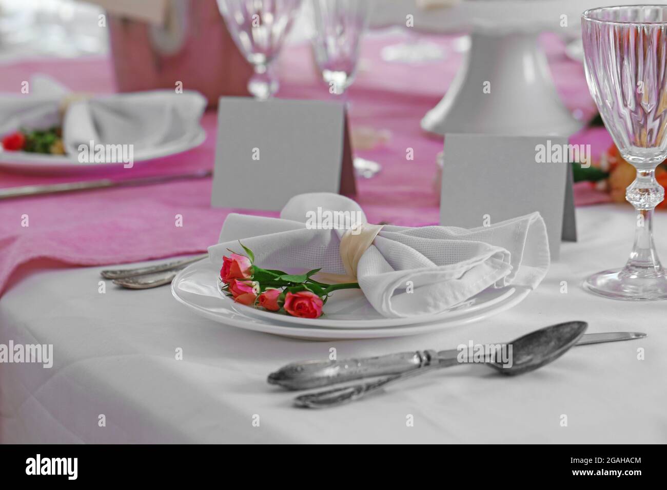 Beautiful served table for wedding or other celebration in restaurant ...