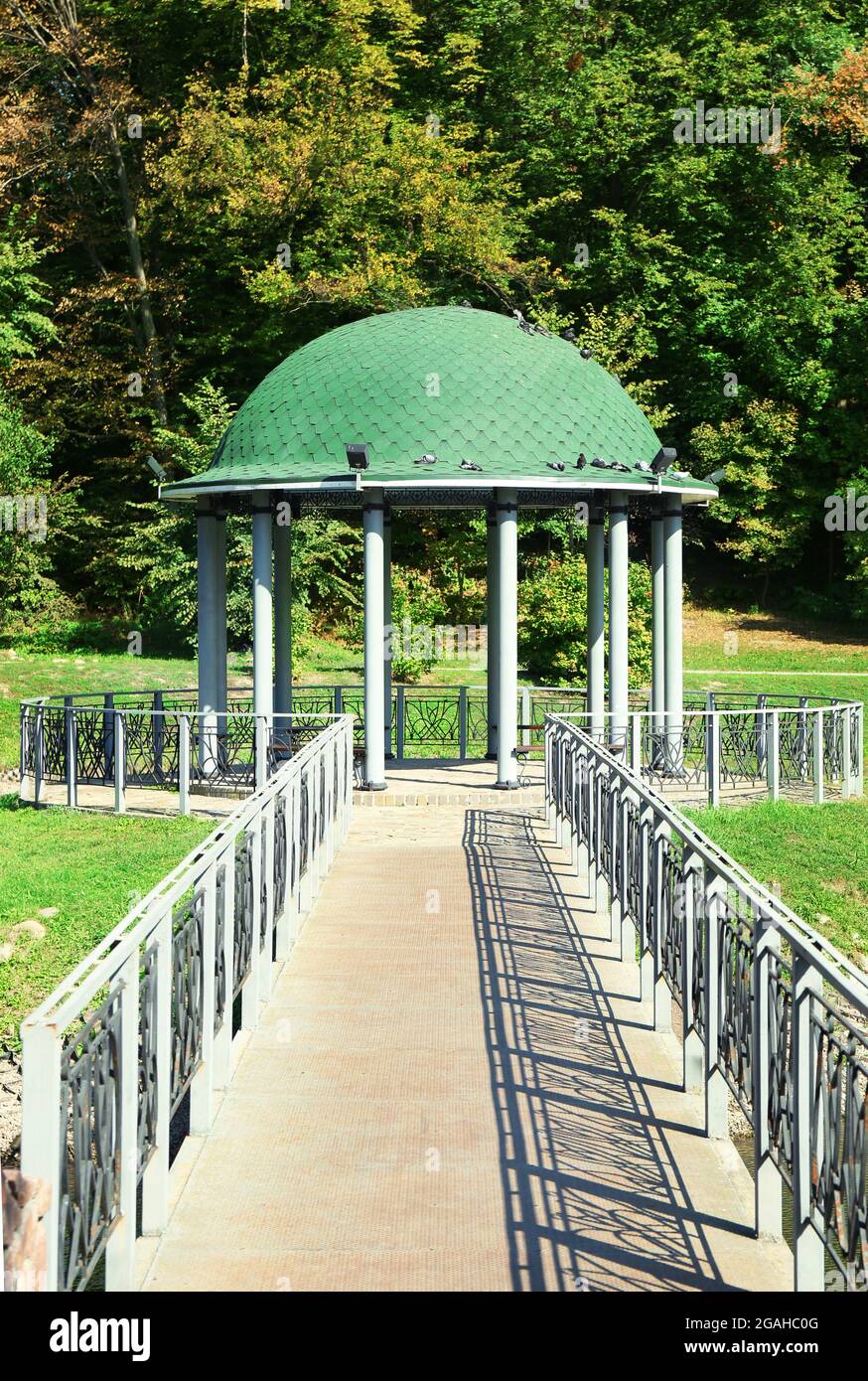 Beautiful park with rotunda and paths in Feofania Stock Photo - Alamy