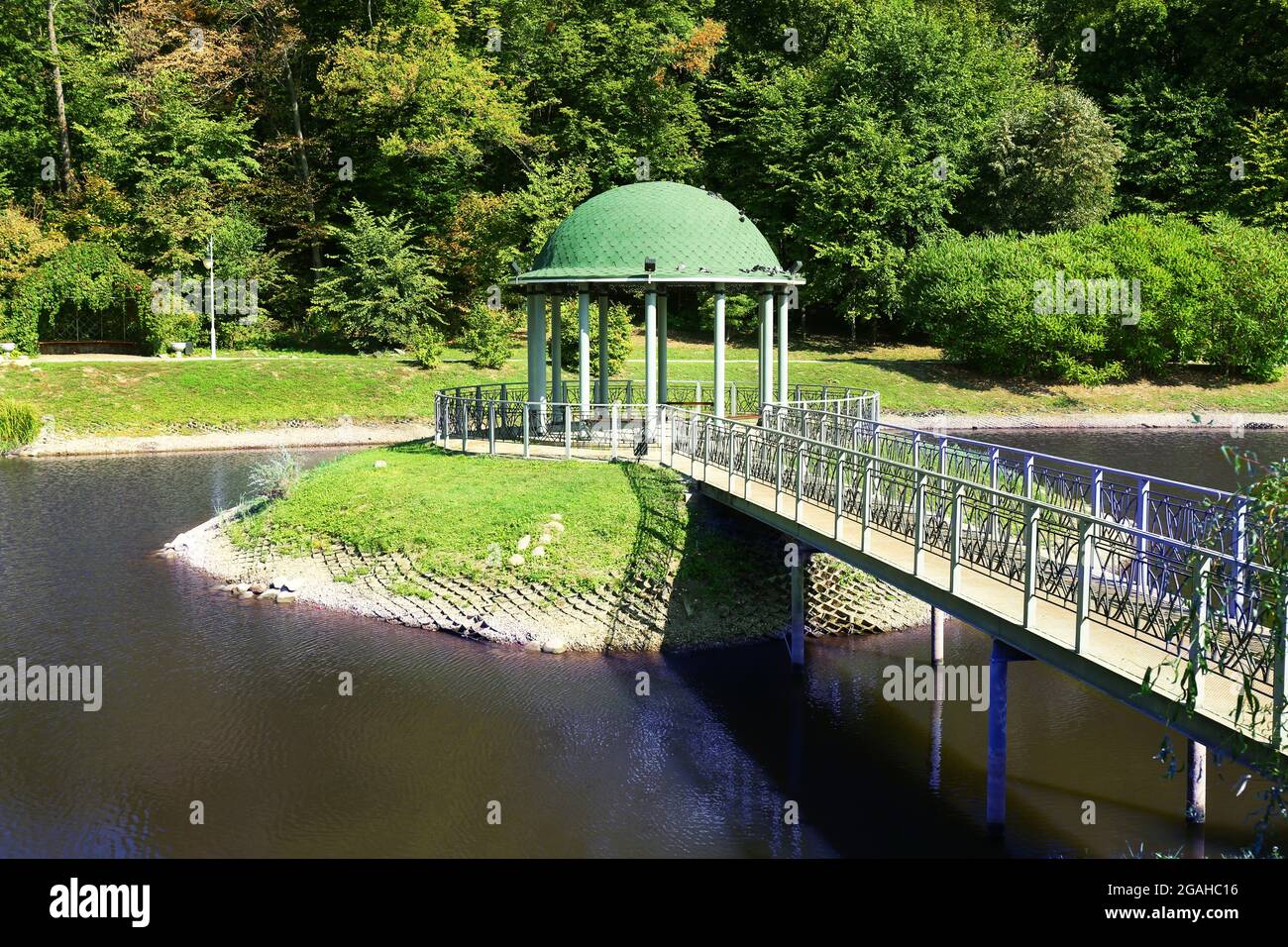 Beautiful park with rotunda and paths in Feofania Stock Photo - Alamy