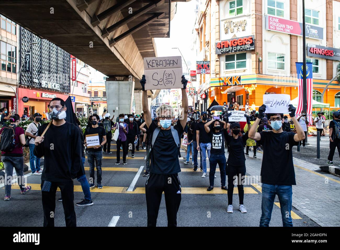 Kuala Lumpur, Malaysia. 31st July, 2021. Protesters speak up with their ...