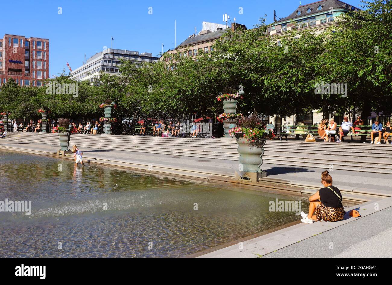 Stockholm, Sweden - July 29, 2021: View of the Kungstradgarden park in ...