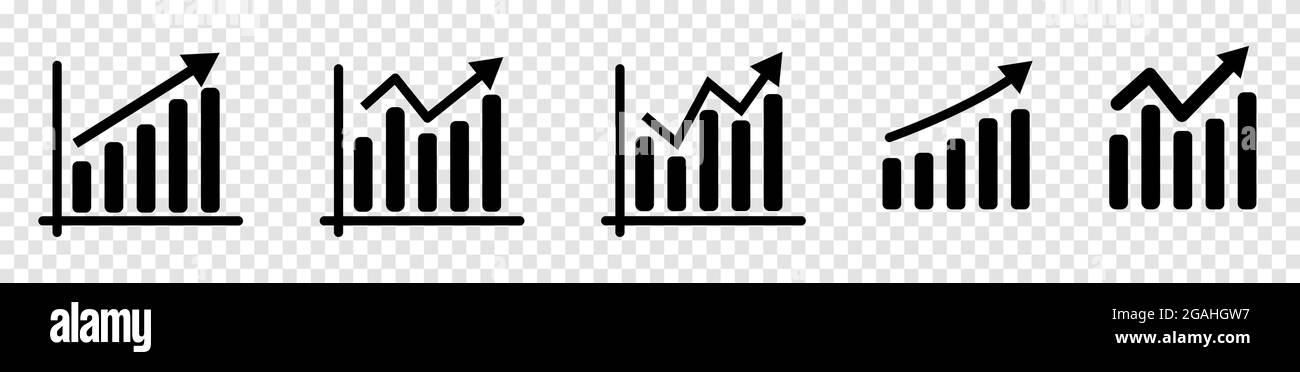 Graph diagram up icon set. Simple flat style. Infographic progress ...
