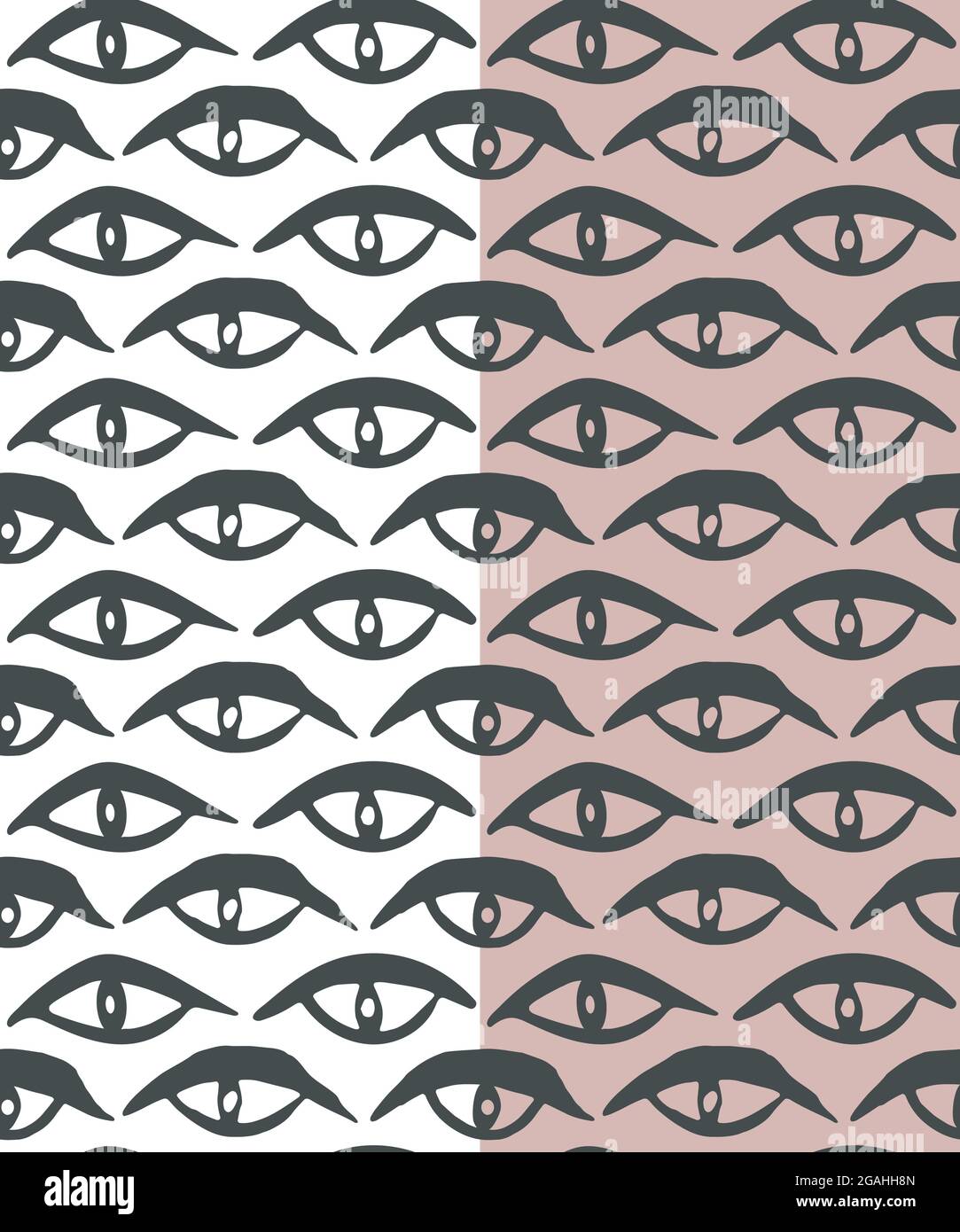 Eyes seamless pattern, black ink brush stroke. Free painted doodle ...