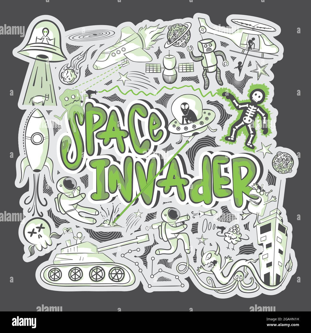 Printable Doodle Space Invaders Ready To Use Stock Vector Image & Art ...