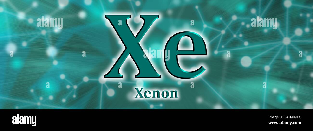Xe symbol. Xenon chemical element on green network background Stock ...