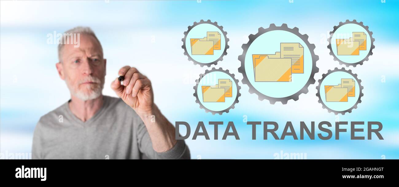 Data transfer concept drawn by a man Stock Photo - Alamy