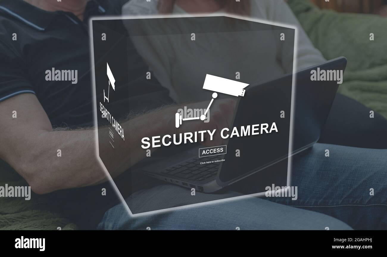 Security camera concept illustrated by a picture on background Stock ...