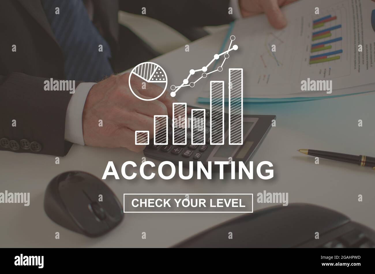Accounting concept illustrated by a picture on background Stock Photo ...