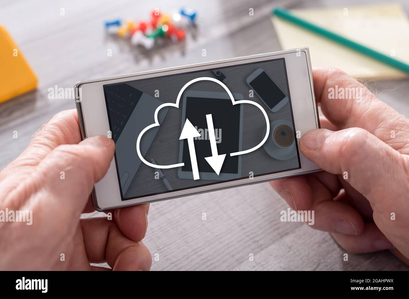 Cloud storage concept on mobile phone Stock Photo - Alamy