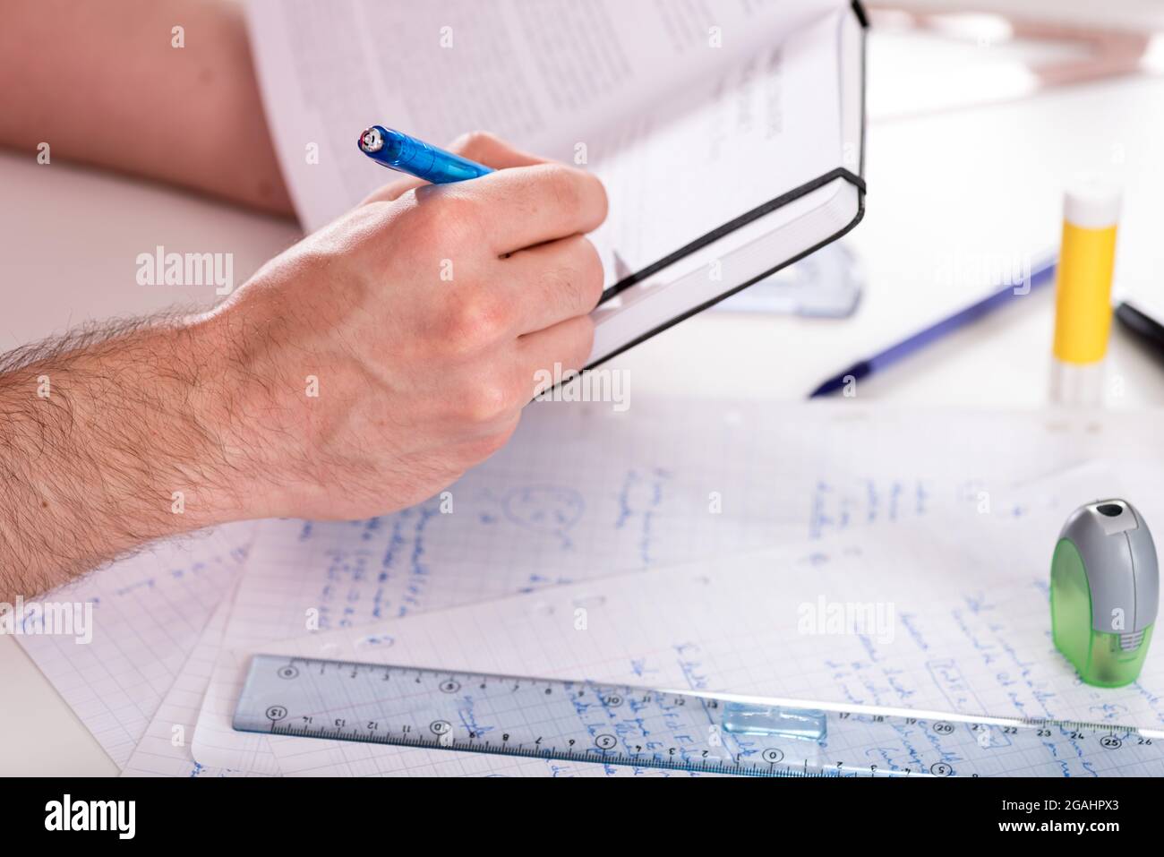 Student working for exams Stock Photo - Alamy