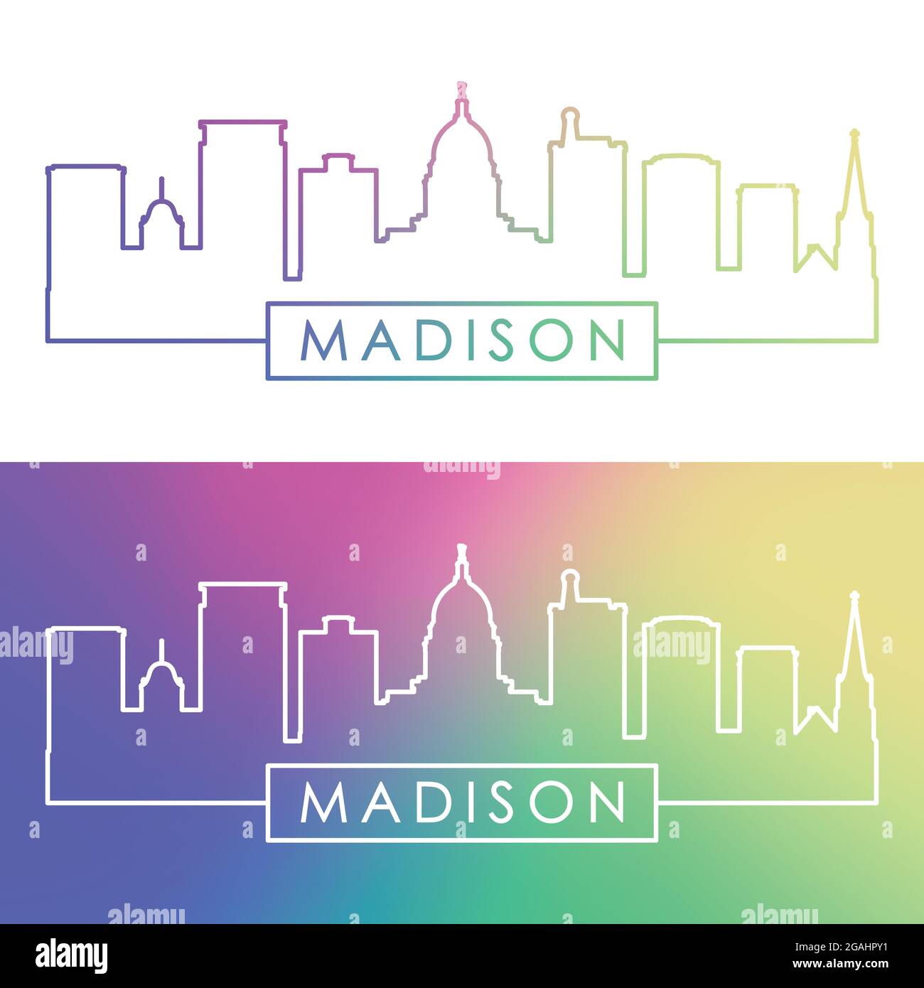Madison skyline. Colorful linear style. Editable vector file Stock ...