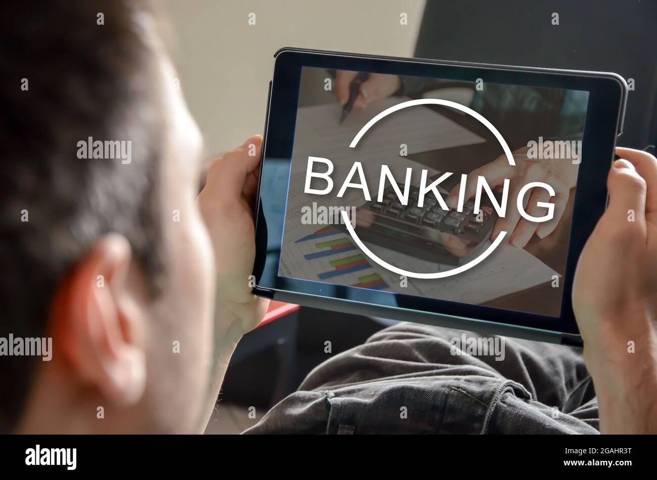 Banking concept on a tablet Stock Photo - Alamy