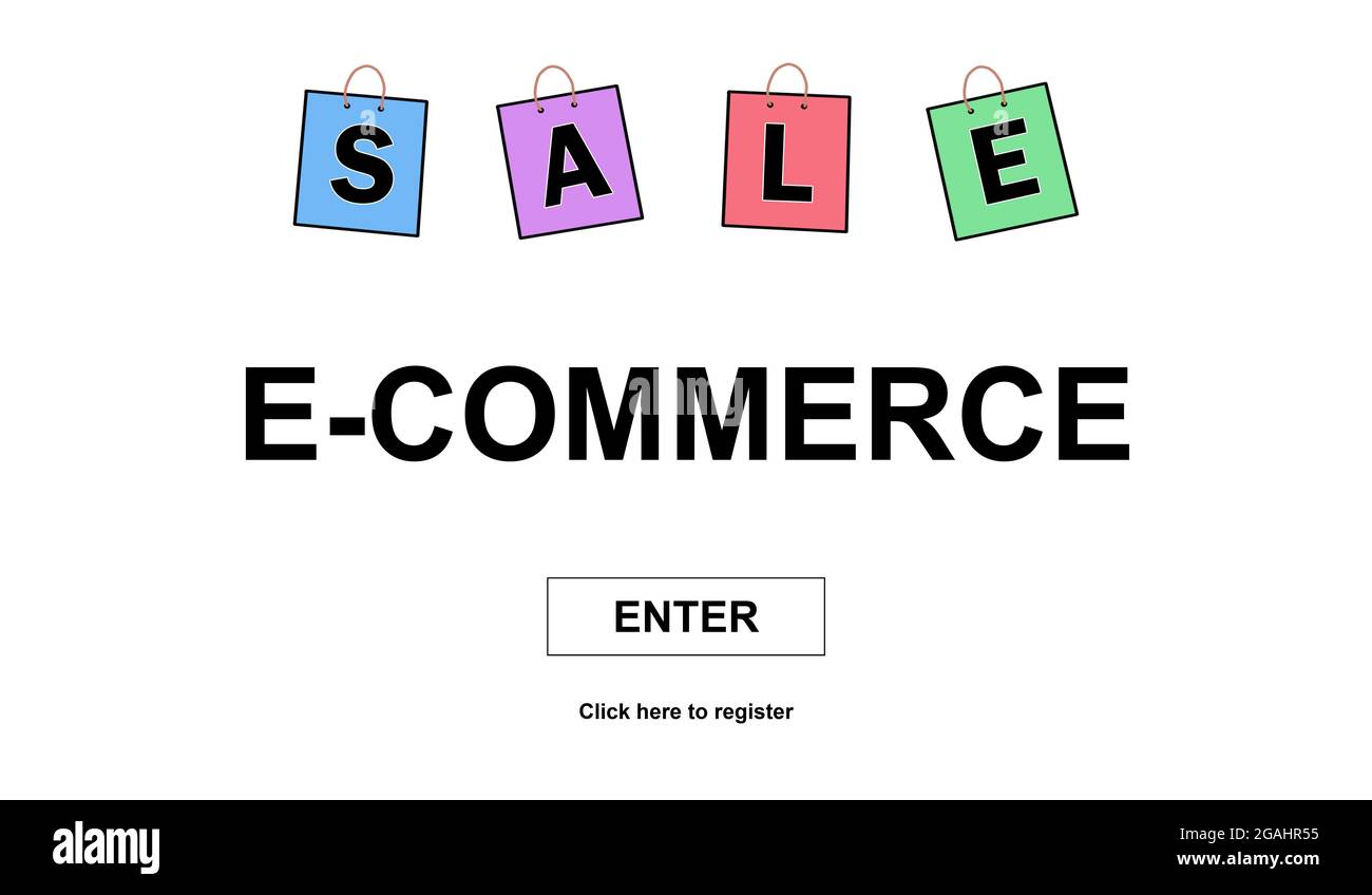 E-commerce concept on white background Stock Photo - Alamy
