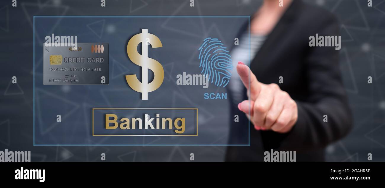 Woman touching banking security hi-res stock photography and images - Alamy