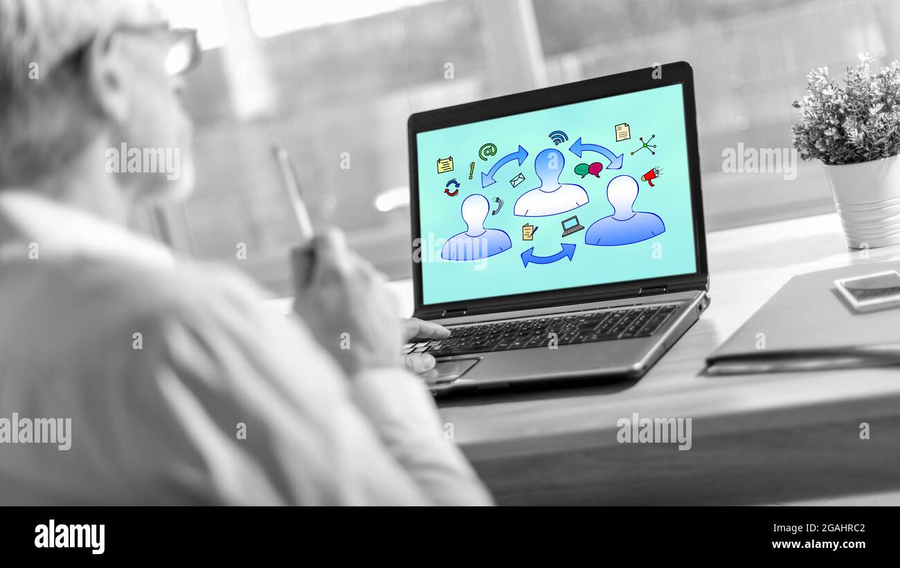Laptop screen displaying a communication concept Stock Photo - Alamy