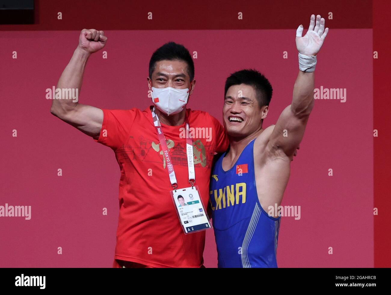 Tokyo, Japan. 31st July, 2021. China's Lyu Xiaojun (R) celebrates the ...