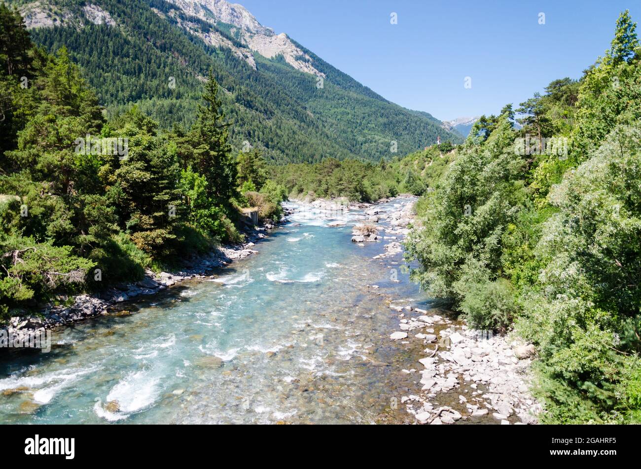 Mountain river in alps Stock Photo - Alamy