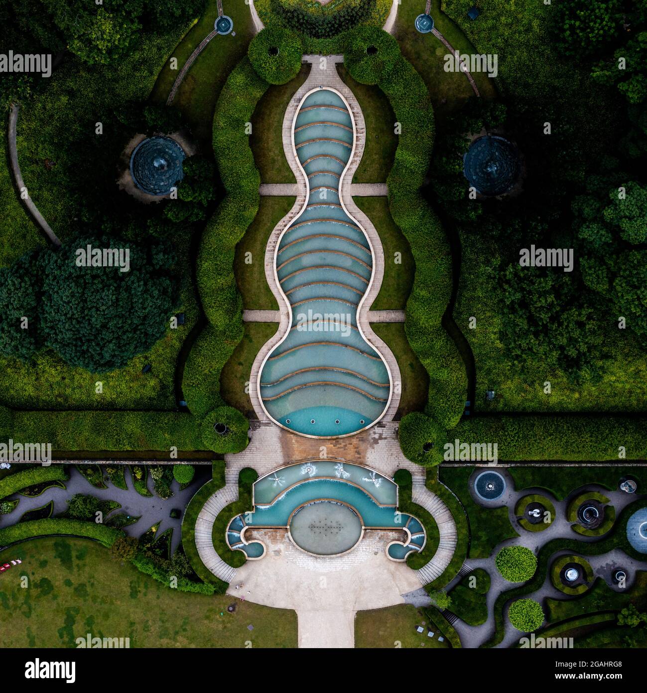 Aerial view of the Cascade at The Alnwick Garden Stock Photo - Alamy