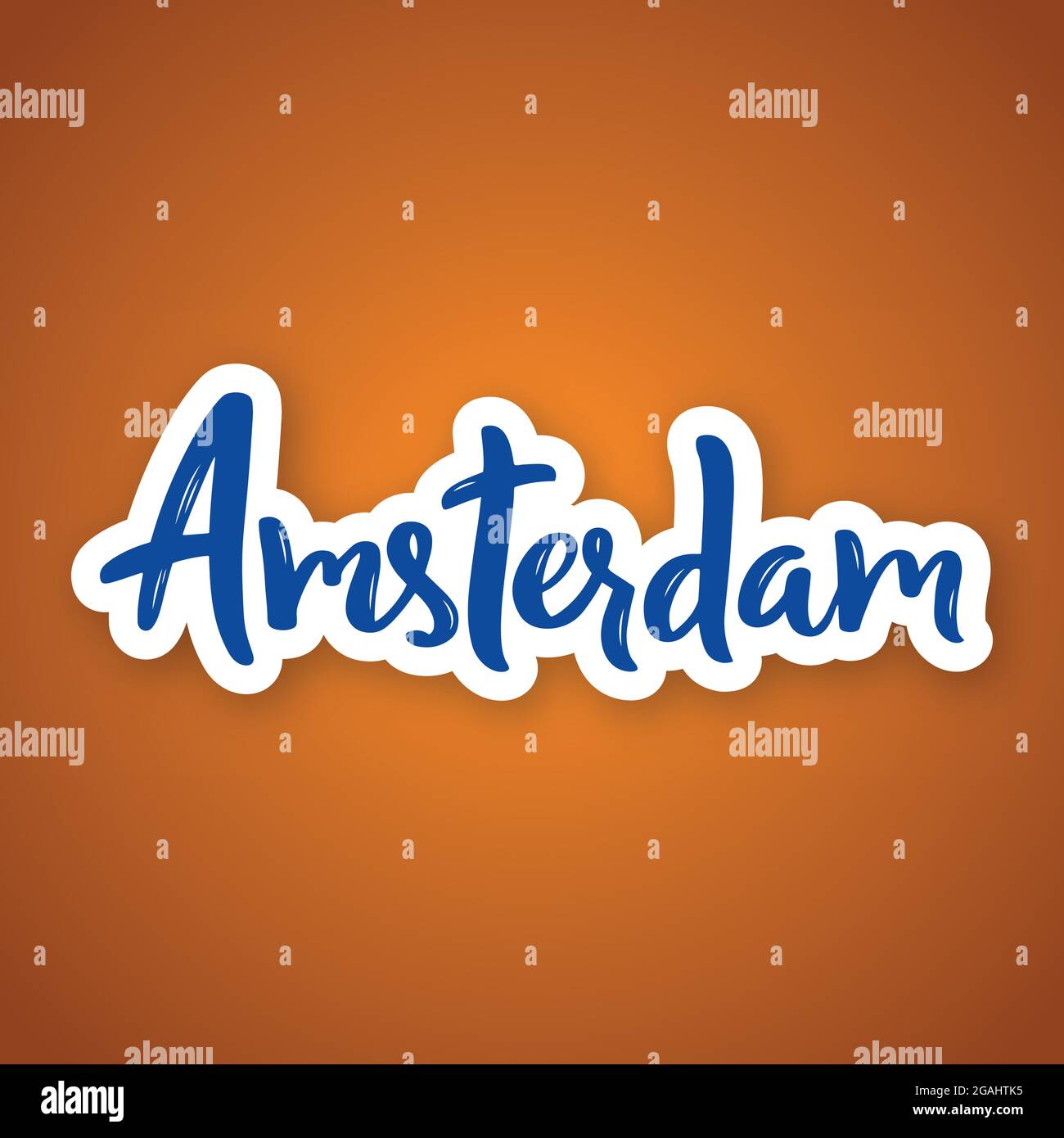 Amsterdam - hand drawn lettering phrase. Sticker with lettering in ...