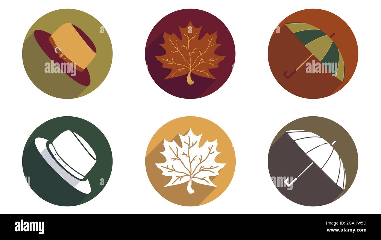 Set of stylish simple icons for highlights on social networks. Autumn ...