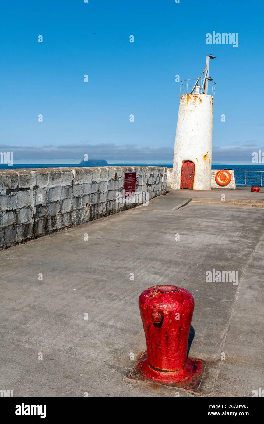 harbour entrance with lighthouse at girvan in ayrshire, scotland, uk ...
