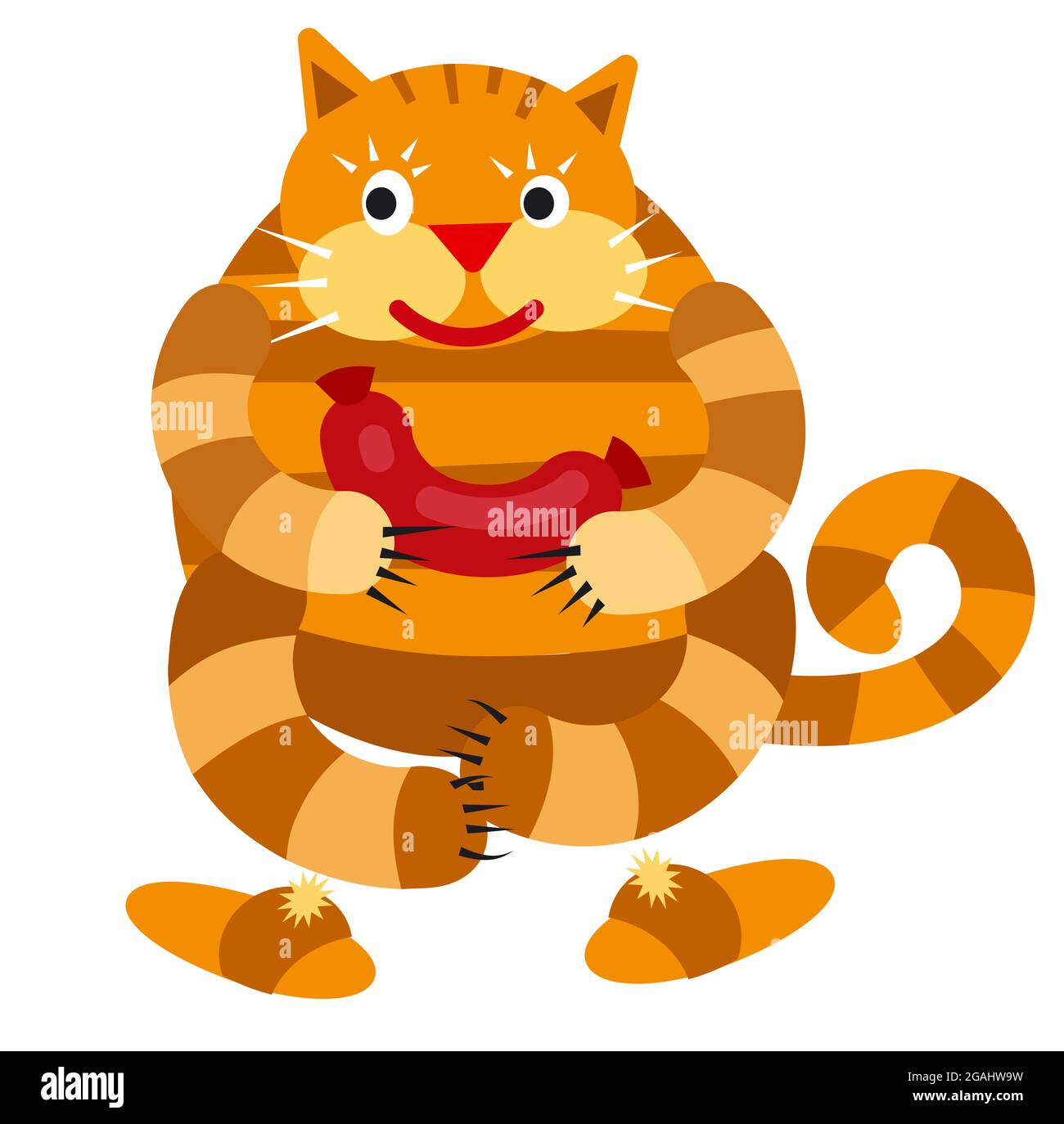 illustration of the fat cat with a sausage Stock Vector Image & Art - Alamy