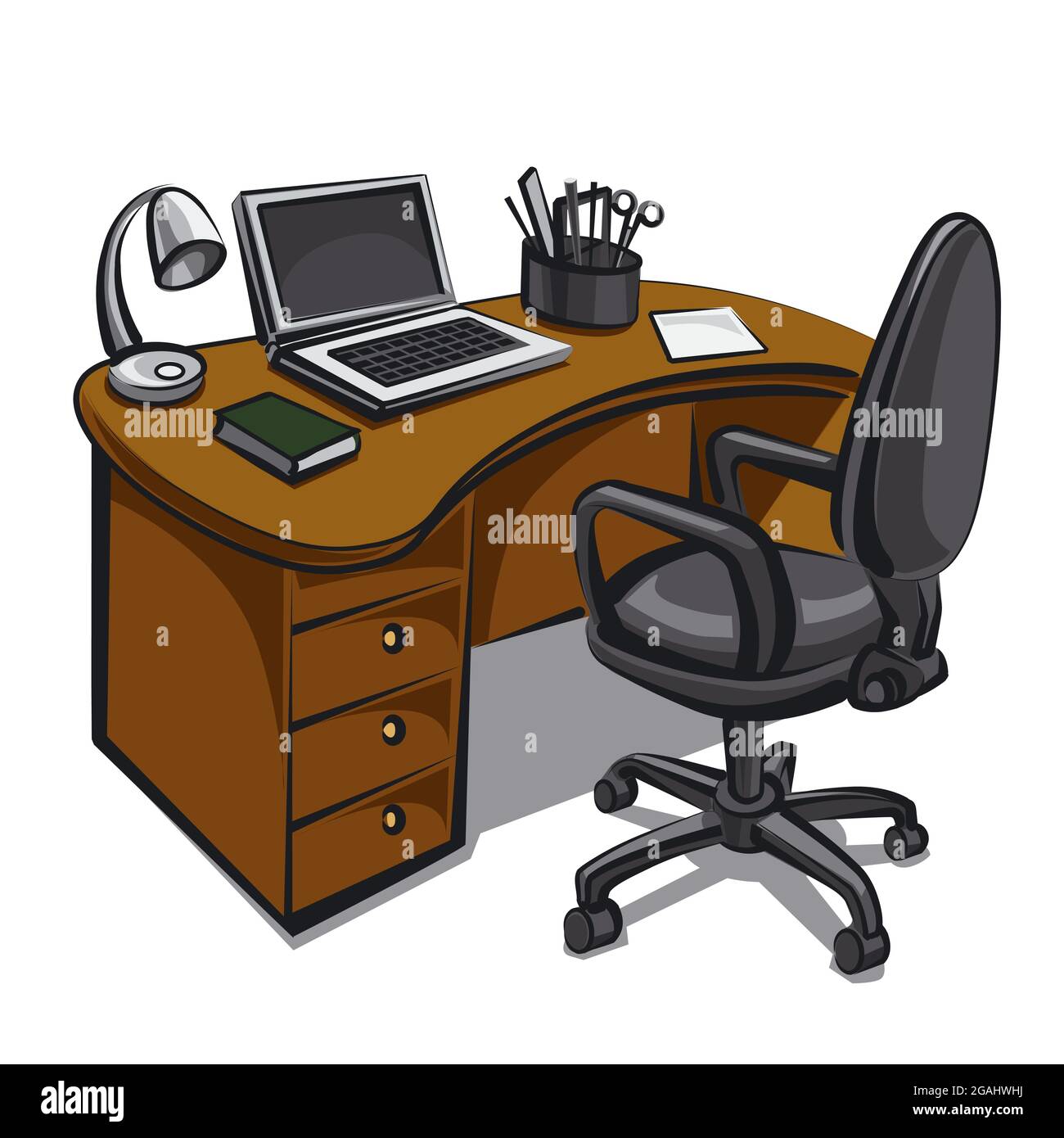Illustration of the office workplace with chair and table Stock Vector ...