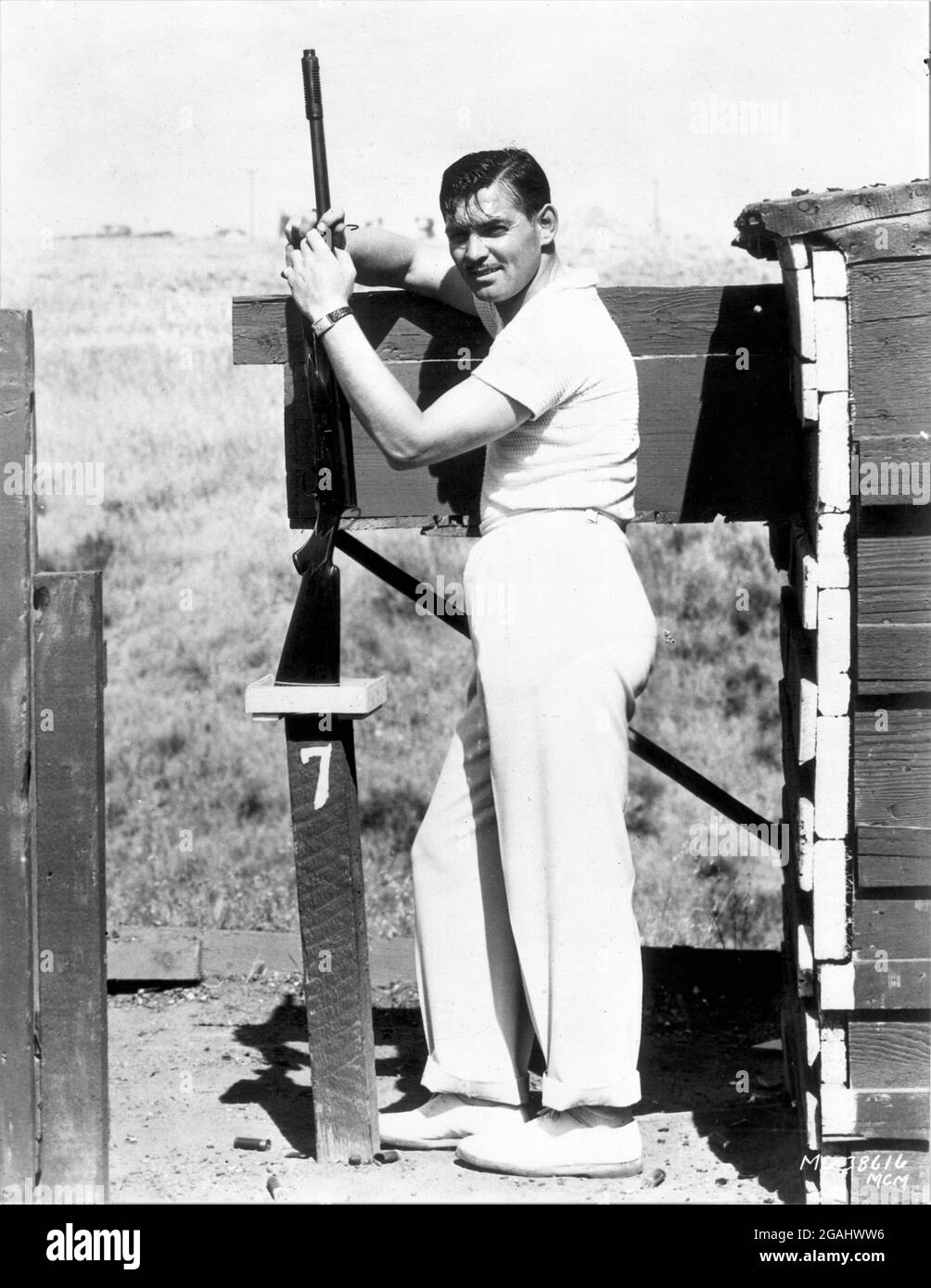 CLARK GABLE 1934 candid SKEET SHOOTING at the Santa Monica Gun Club in ...