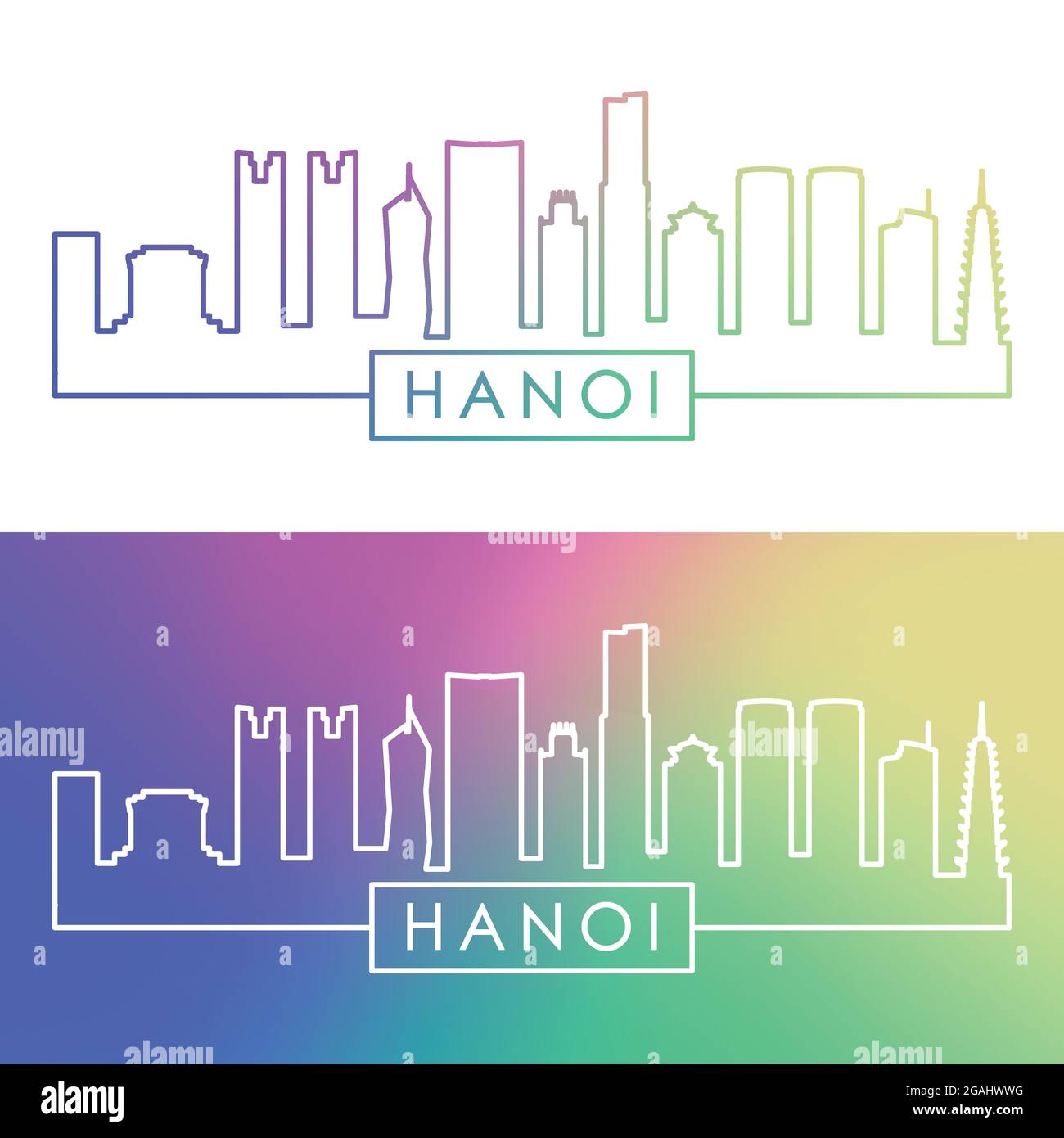 Hanoi skyline. Colorful linear style. Editable vector file Stock Vector ...