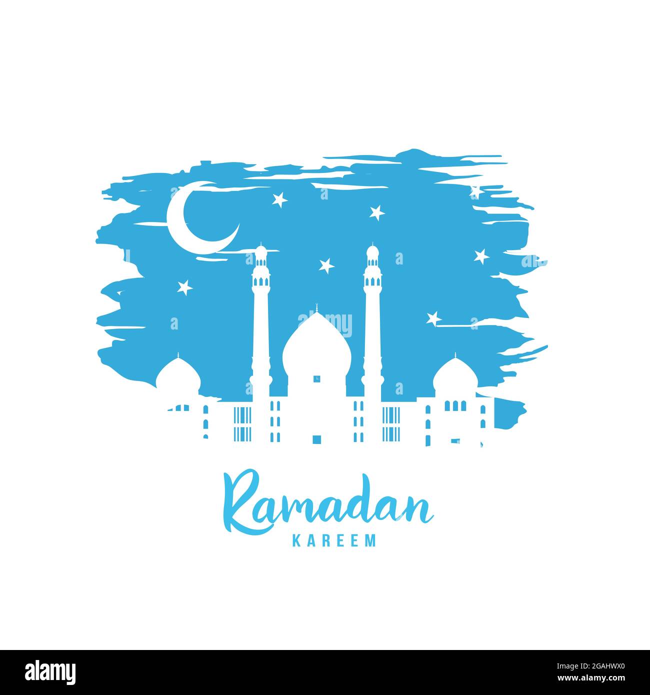 Ramadan Kareem. White Mosque on background of the starry sky. Vector ...