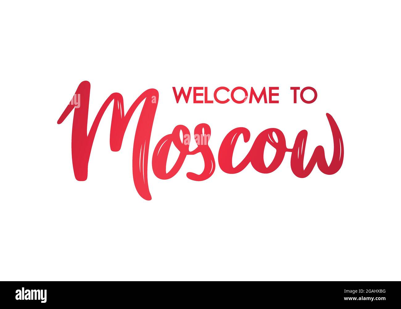 Welcome to Moscow lettering banner. Hand drawn brush calligraphy ...