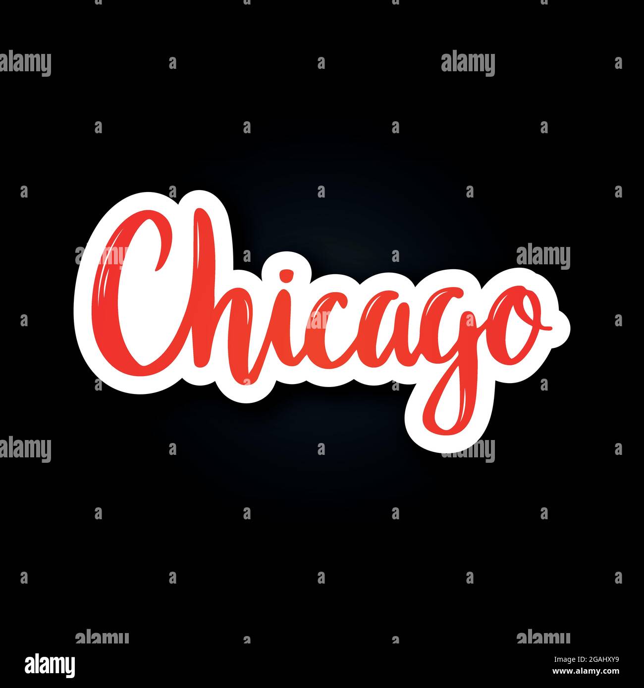 Chicago - hand drawn lettering phrase. Sticker with lettering in paper ...