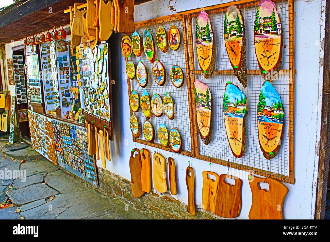 Souvenir stand at Dryanovo monastery `St. Archangel Michael`yard ...