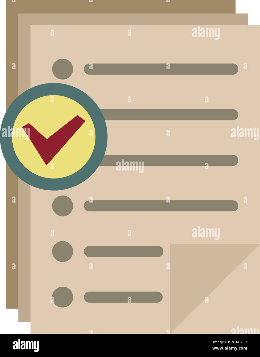 Approved inventory papers icon. Flat illustration of approved inventory ...