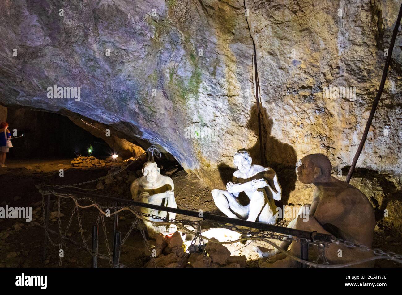 View of Bacho Kiro cave.Network of underground chambers & tunnels where ...