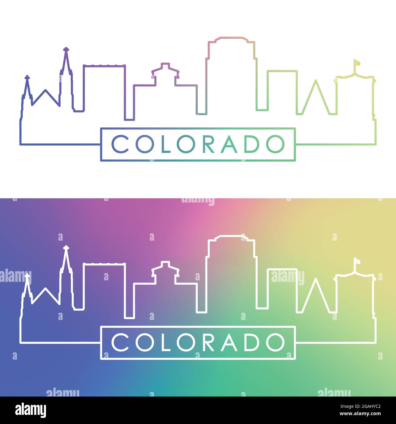 Colorado Springs skyline. Colorful linear style. Editable vector file ...