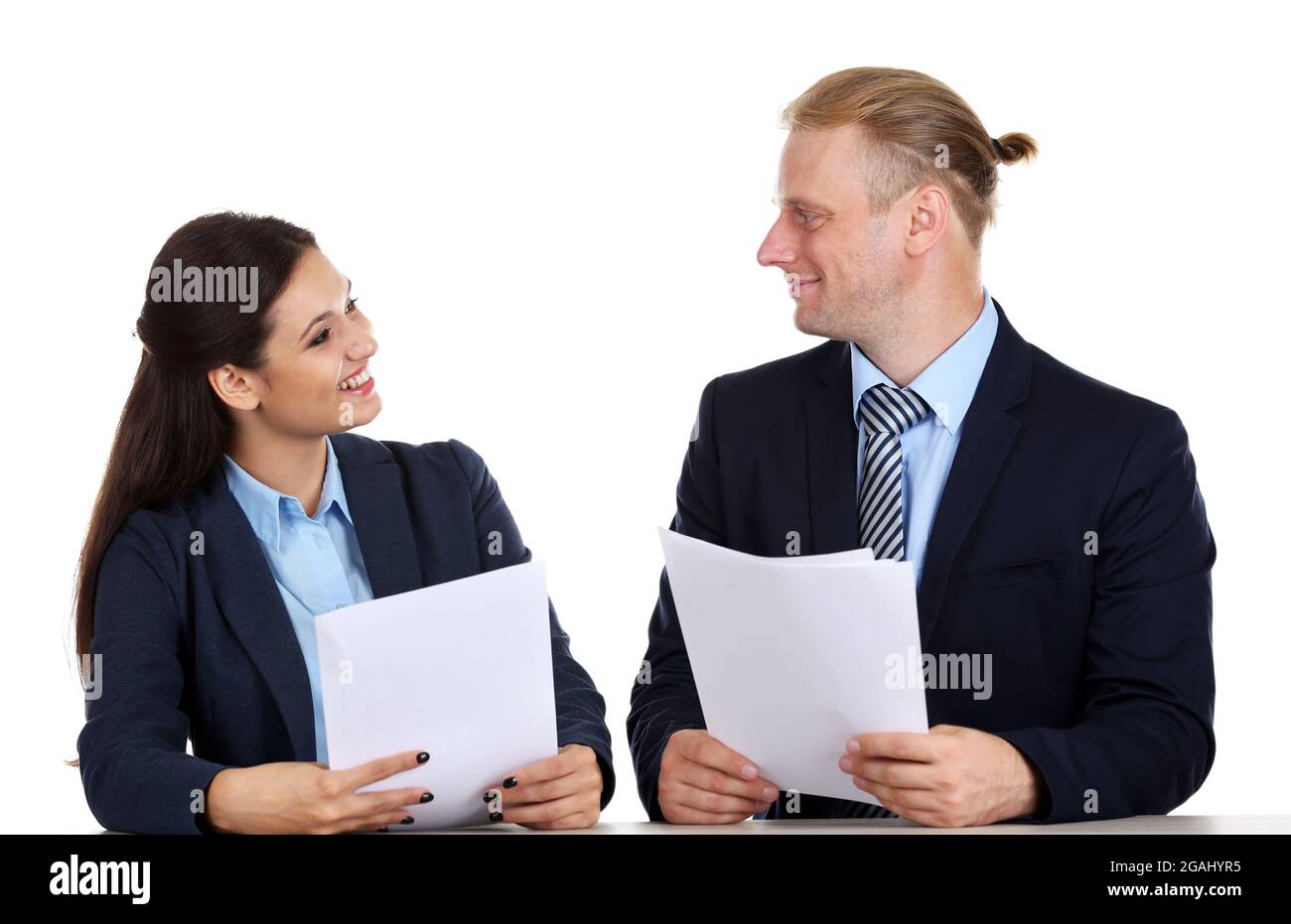 TV anchors training for telling news Stock Photo - Alamy