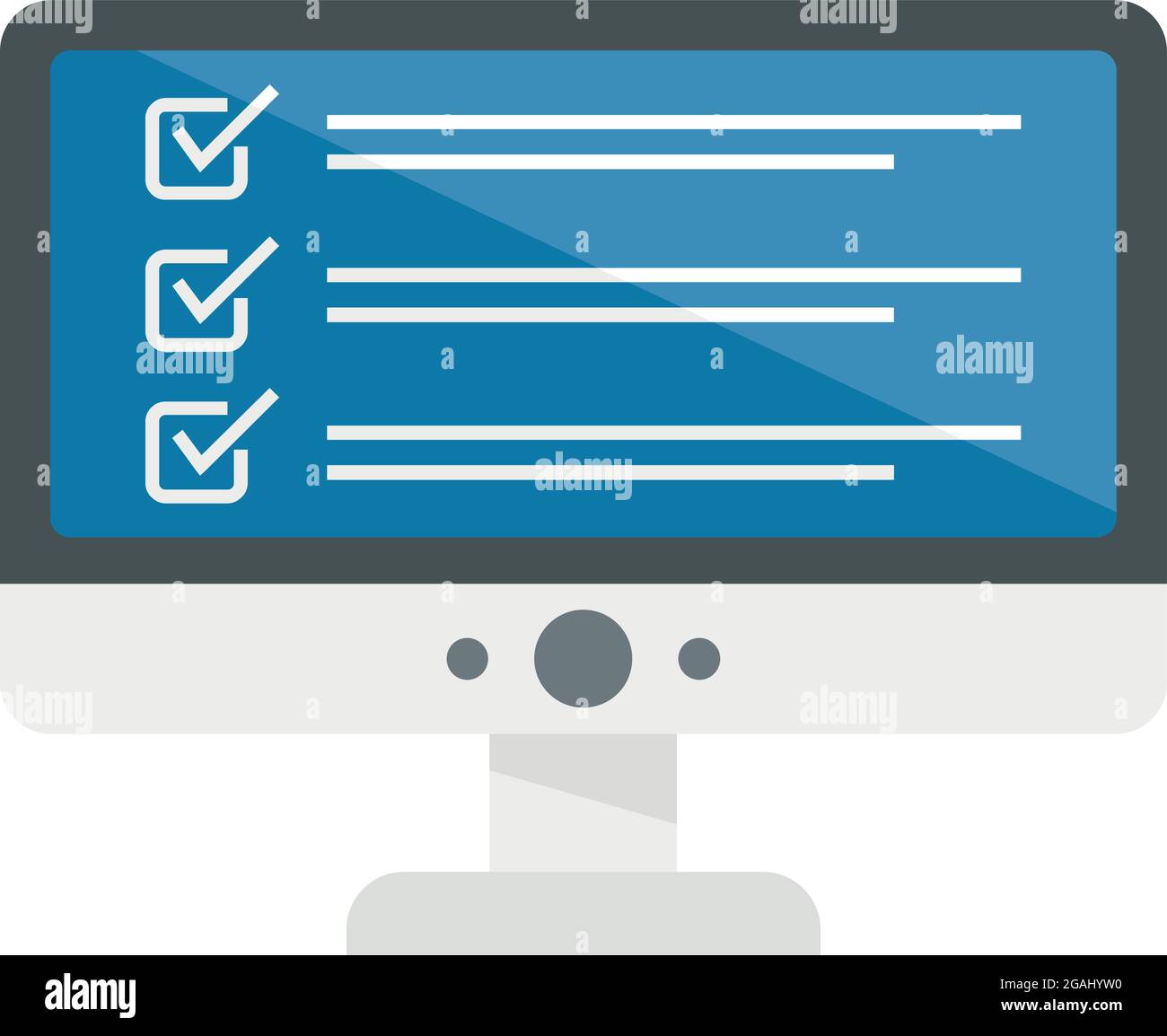 Inventory computer monitor icon. Flat illustration of inventory ...