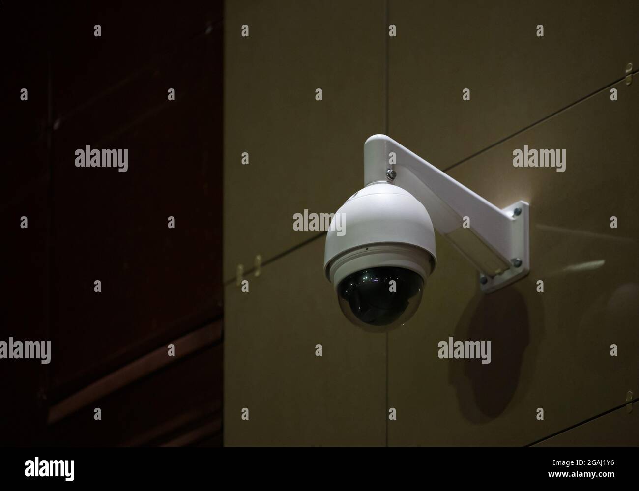 white outdoors 360 degree ball surveillance security camera on building ...