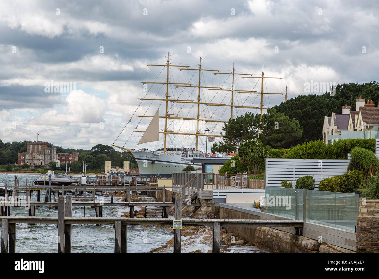 Poole Harbour UK. 29th July 2021. SV Golden Horizon is a steel-hulled ...