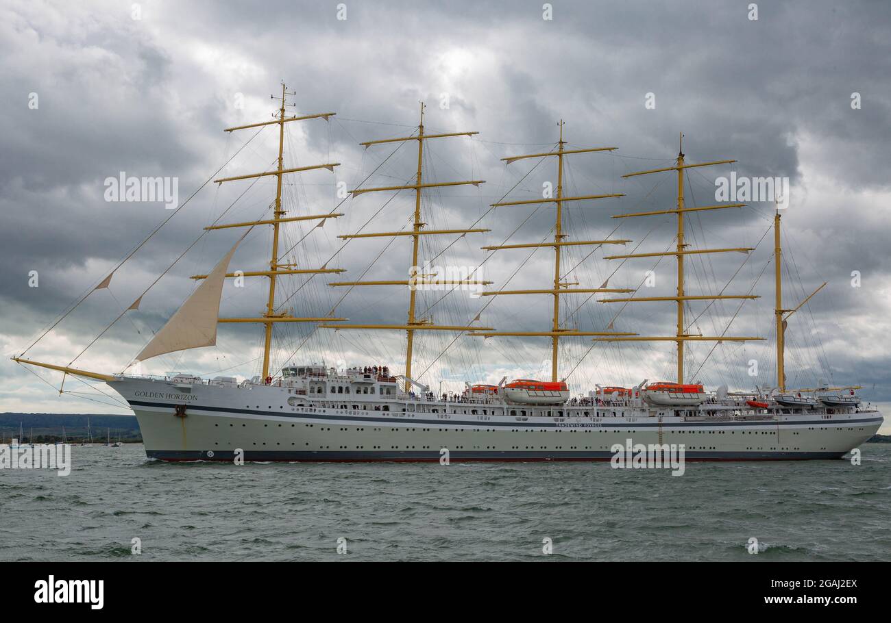 Poole Harbour UK. 29th July 2021. SV Golden Horizon is a steel-hulled ...